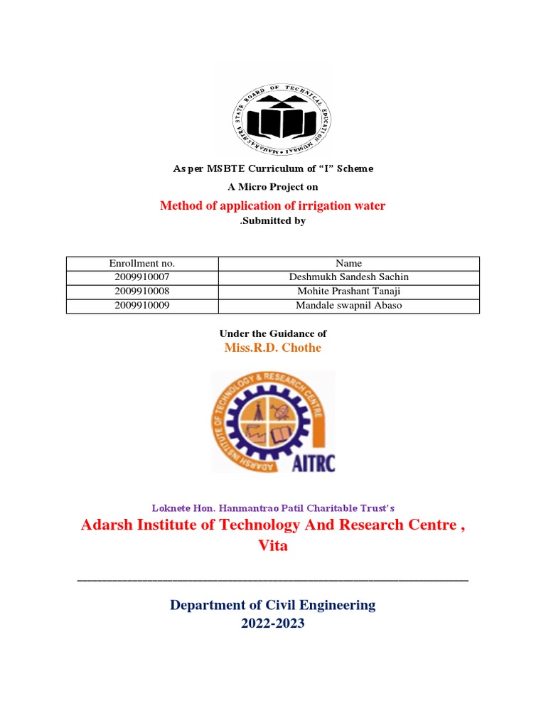 WRE Micro Project | PDF | Irrigation | Soil