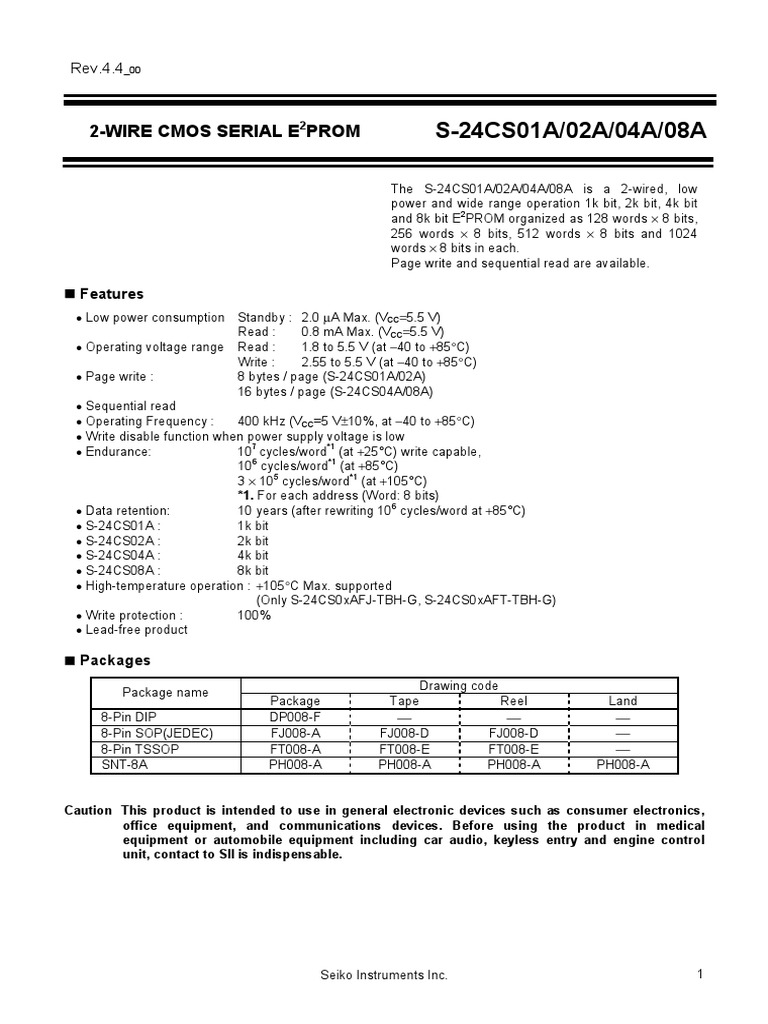 s24cs0 Memoria EEPROM | PDF | Electrical Engineering | Electronic Circuits