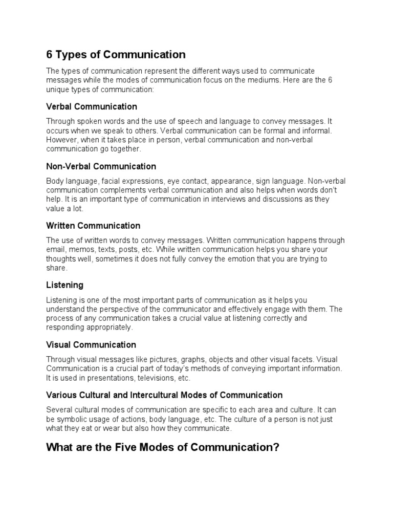 Modes of Communication PDF | Download Free PDF | Communication ...