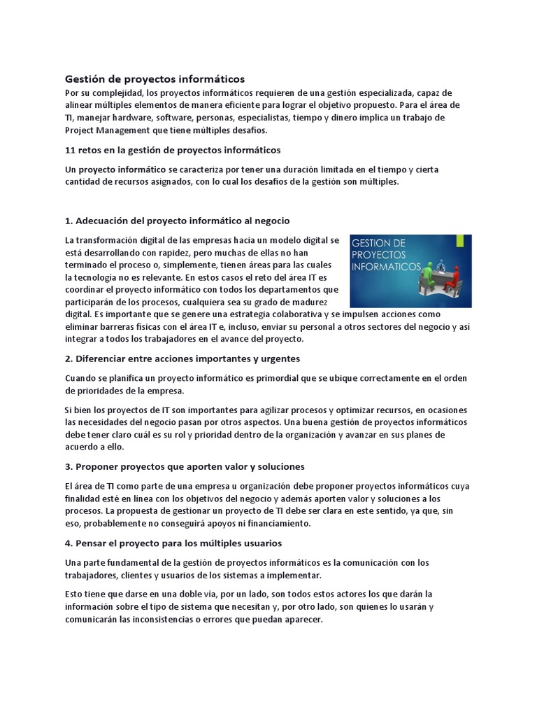Retos en la gestión de proyectos IT | PDF | Gestión de proyectos | Software