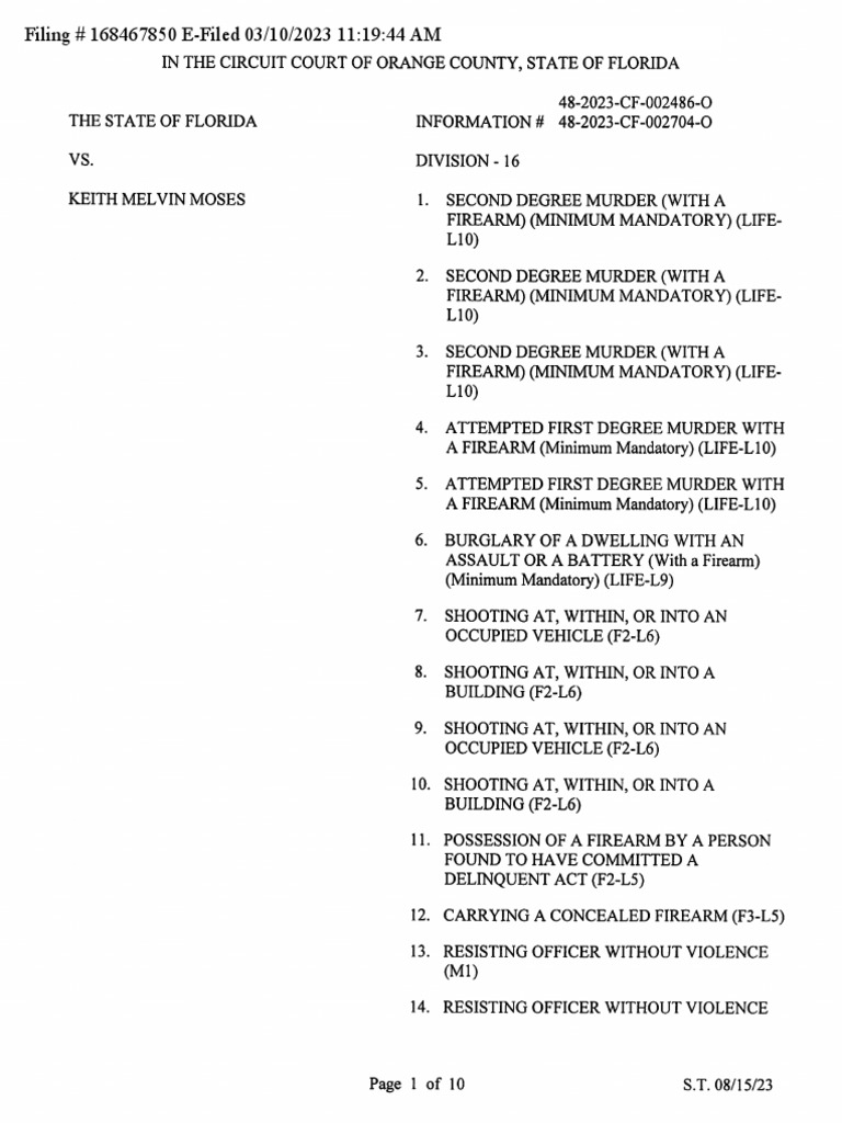 Keith Moses 2nd Degree Charges | PDF