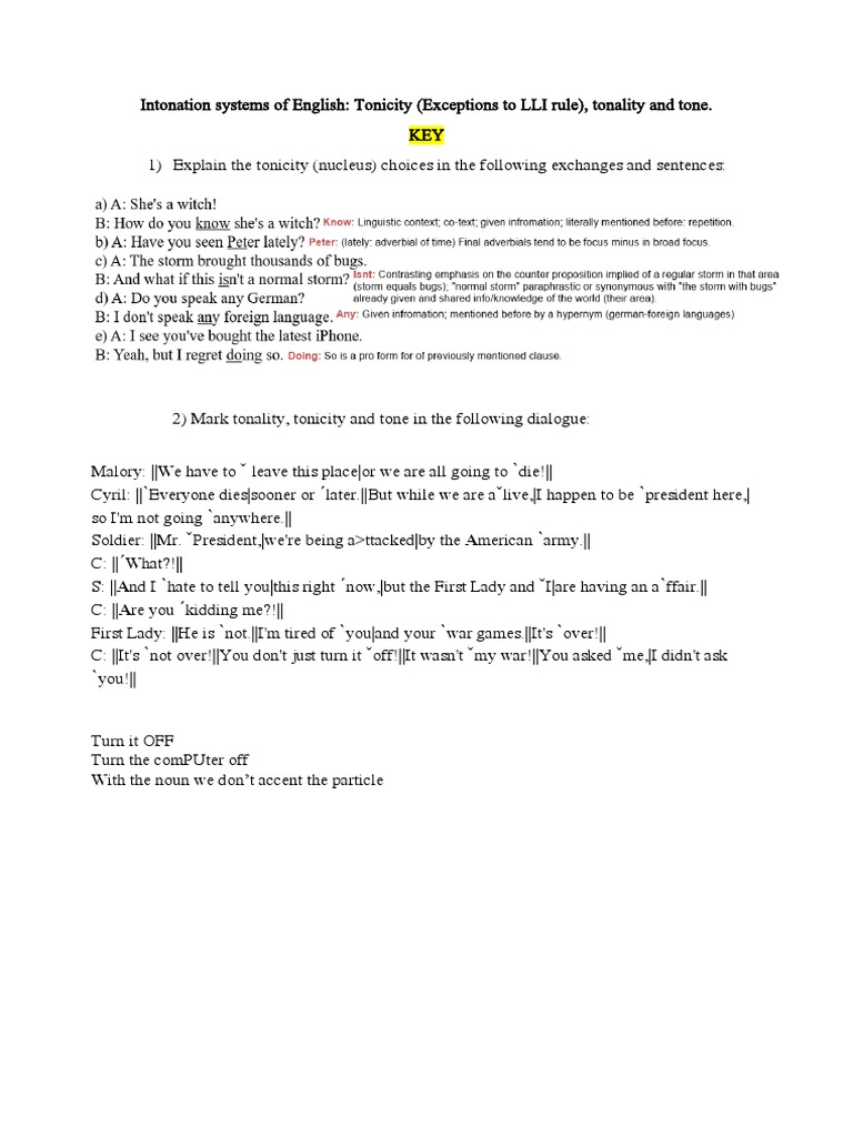 Butgraph Exceptions To LLI Rule Exercises KEY | PDF