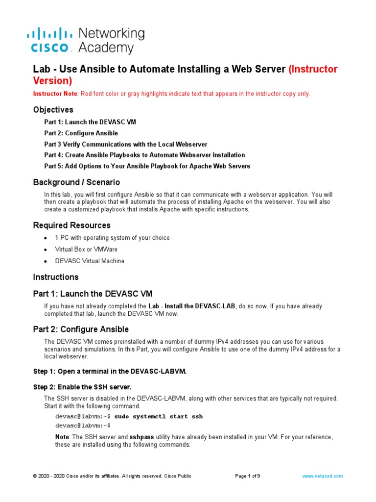 7.4.8 Lab - Use Ansible To Automate Installing A Web Server - ILM | PDF ...