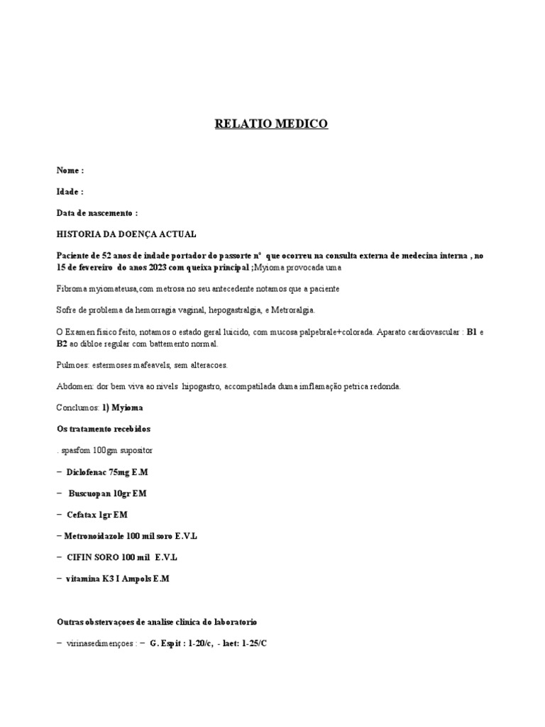 Relatorio Medico | PDF