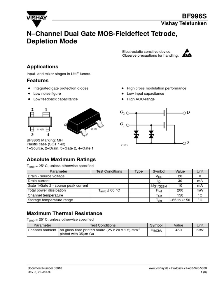 Technical Specifications and Performance Characteristics of the BF996S N-Channel Dual Gate MOS ...