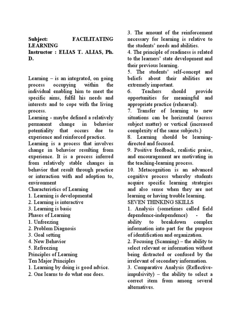 Facilitating Learning | Download Free PDF | Classical Conditioning ... Facilitating Learning | Download Free PDF | Classical Conditioning ...