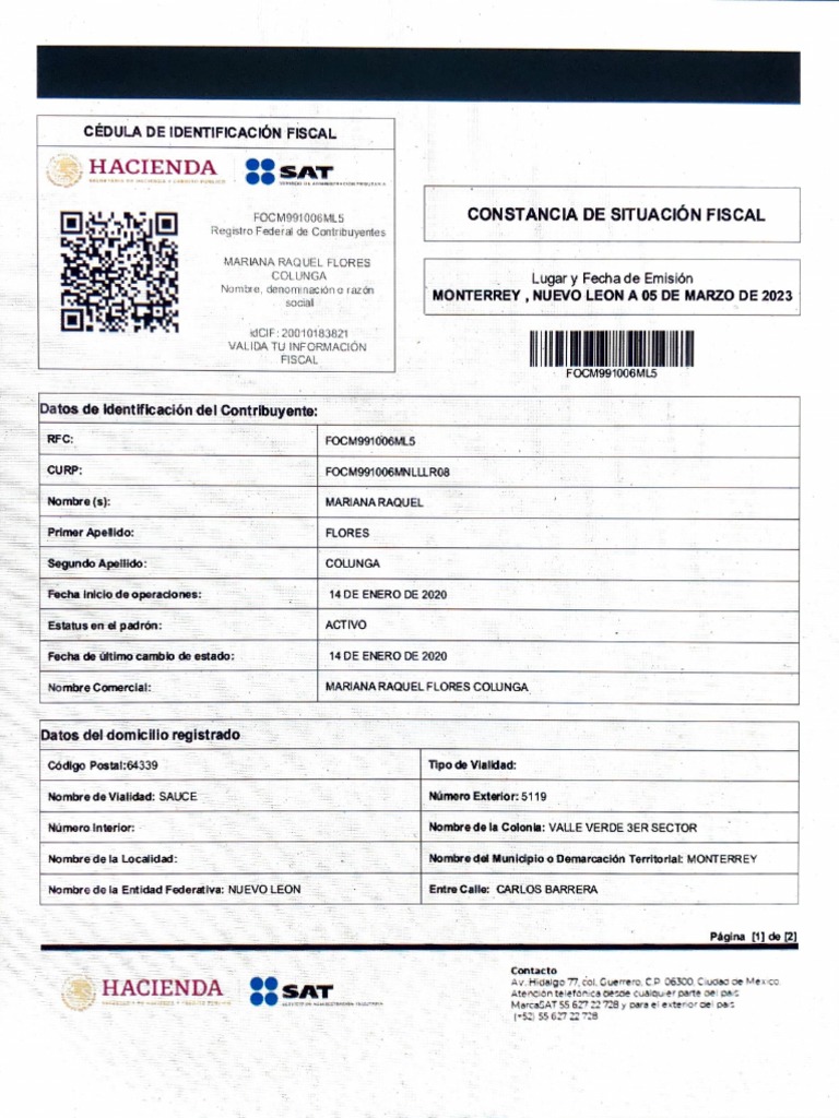 Constancia de Situación Fiscal | PDF