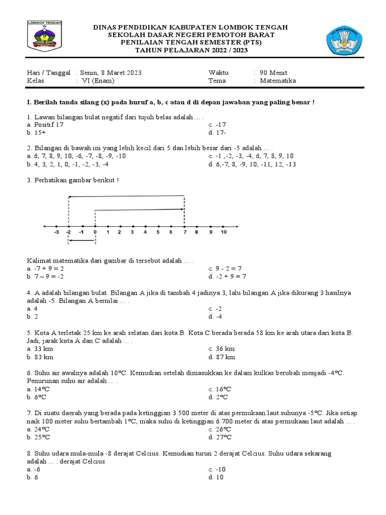 Soal PTS-Matematika-Kelas-6-Semester-1-T.A-2022-2023 D | PDF