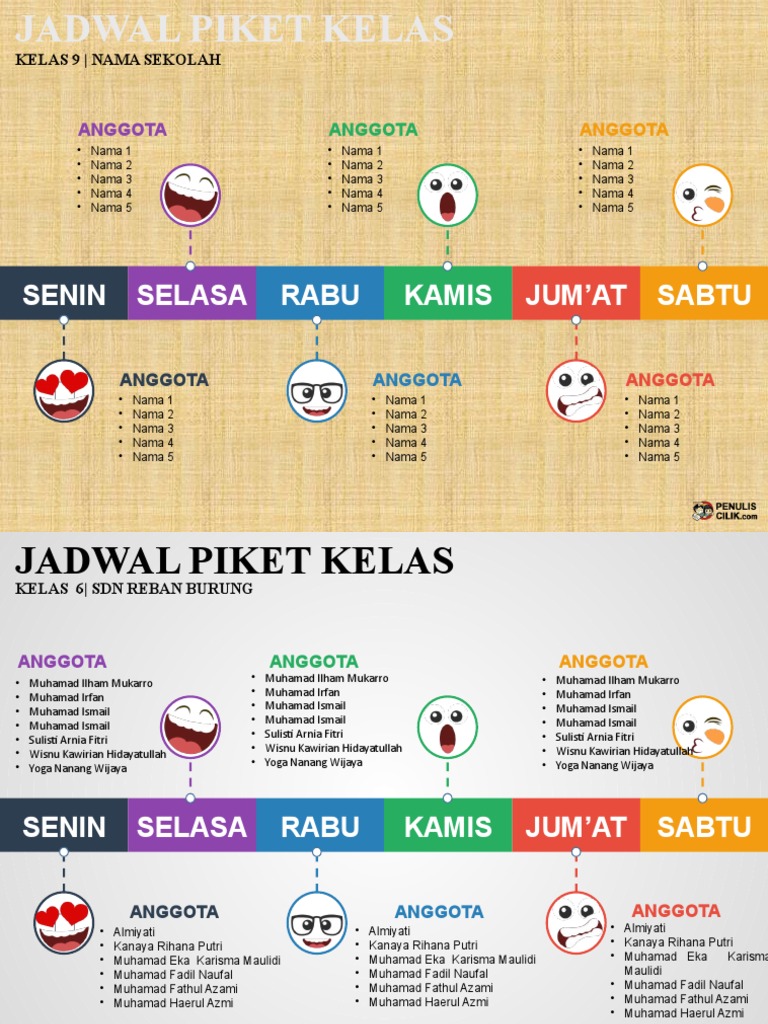 Contoh Jadwal Piket Kelas | PDF