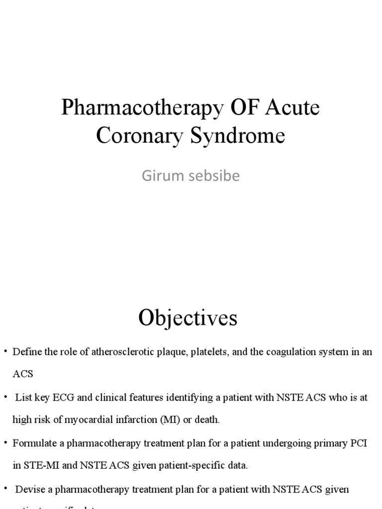 ACS Pharmacotherapy Guide | PDF | Myocardial Infarction | Coronary ...