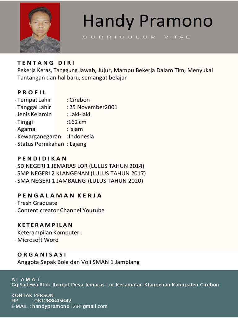 Berkas Lamaran Kerja Handy Pramono | PDF | Karier & Perkembangan | Ilmu ...
