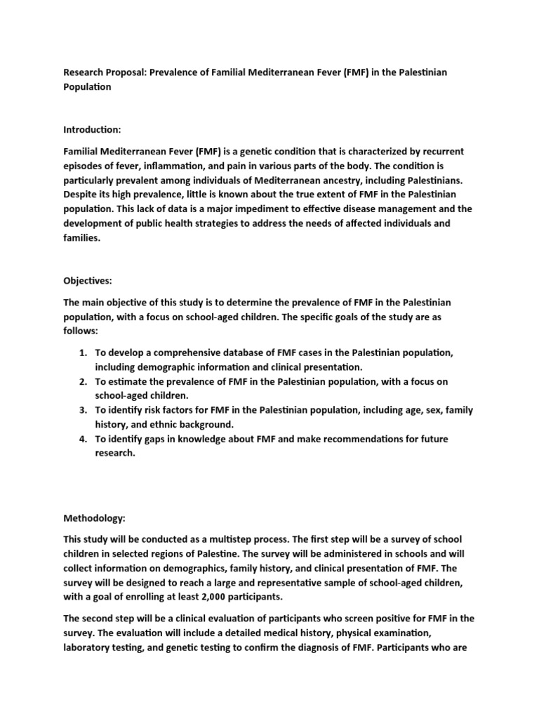 FMF Proposal | PDF | Physical Examination | Public Health