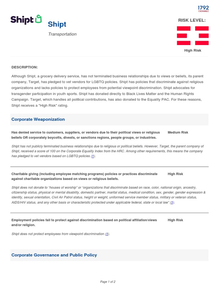 1719 Exchange Shipt Profile | PDF | Discrimination | Target Corporation