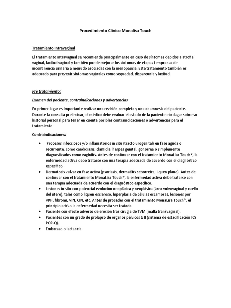 Protocolo Procedimiento Intravaginal MLT | PDF | Vagina | Cirugía