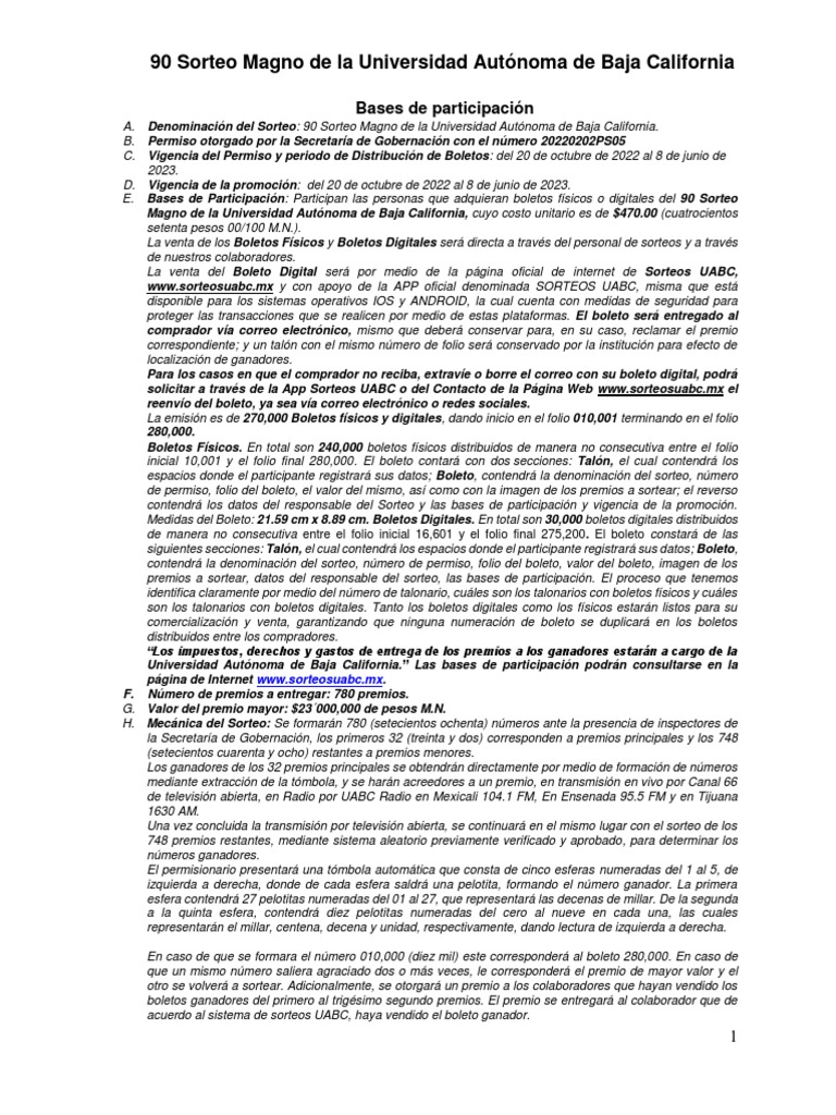BASES DE PARTICIPACIaN P GINA WEB-SORTEO MAGNO | PDF | Aplicación movil