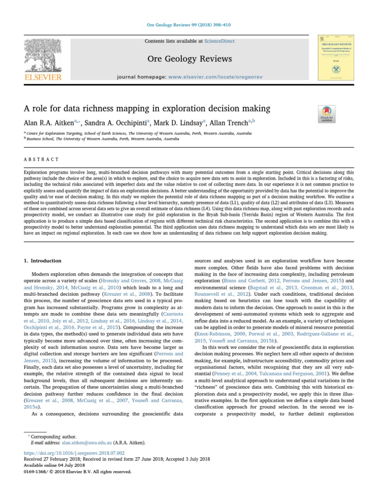 Aitken Et Al 2018 - A Role For Data Richness Mapping in Exploration ...