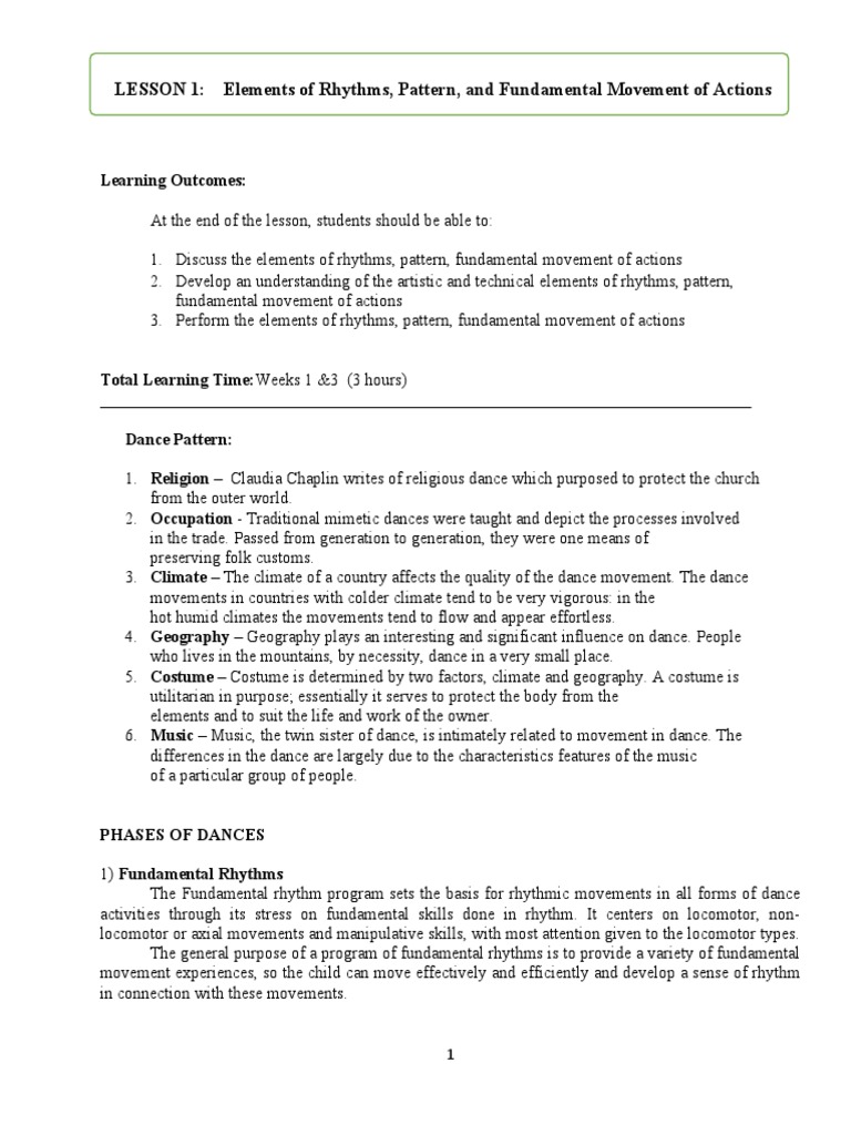 Pe103 Lesson 1 | PDF