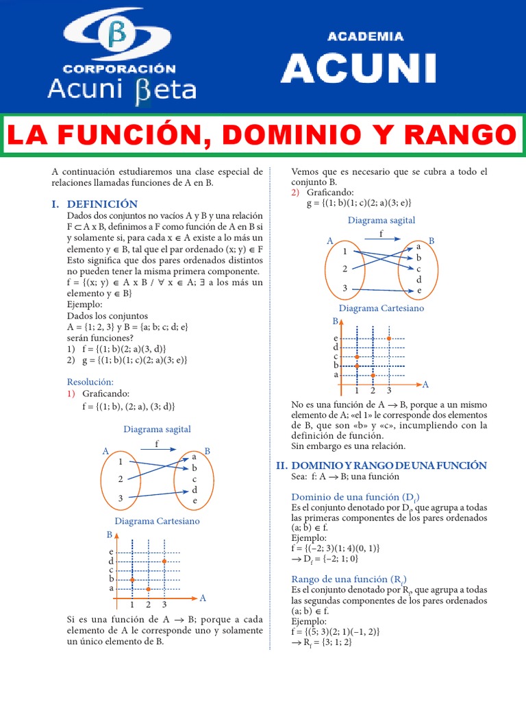 La Función Dominio y Rango | PDF | Función (Matemáticas) | Matemáticas