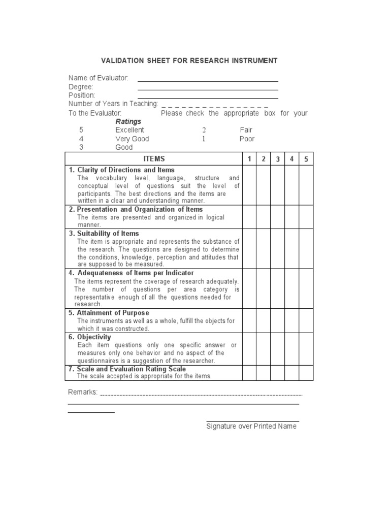 Validation Sheet | PDF