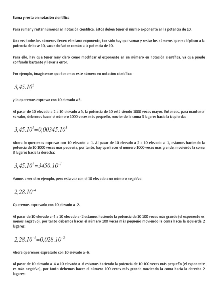 Operaciones Básicas Con Notación Científica.22 | PDF | Exponenciación | Multiplicación