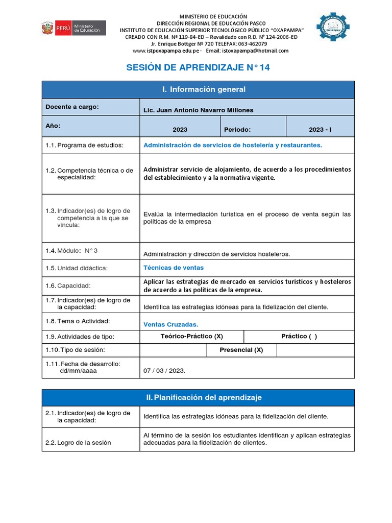 Sesion de Aprendizaje | PDF | Aprendizaje | Modificación de comportamiento