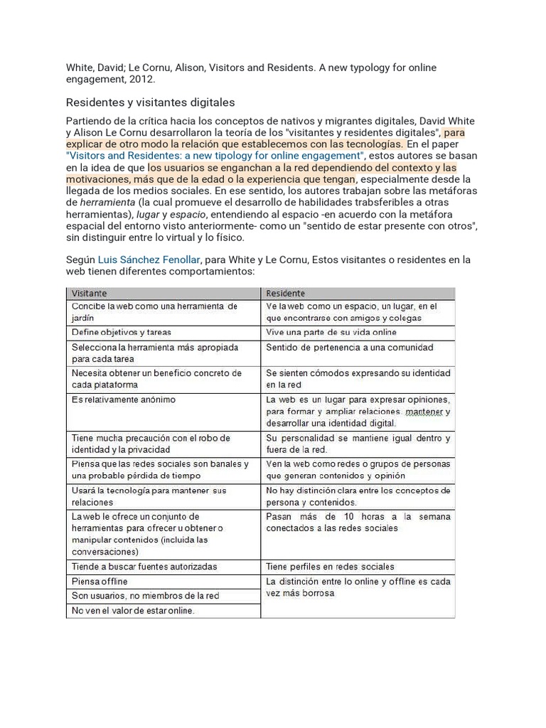Visitantes y Residentes Digitales | PDF | Ciencias sociales | Filosofía