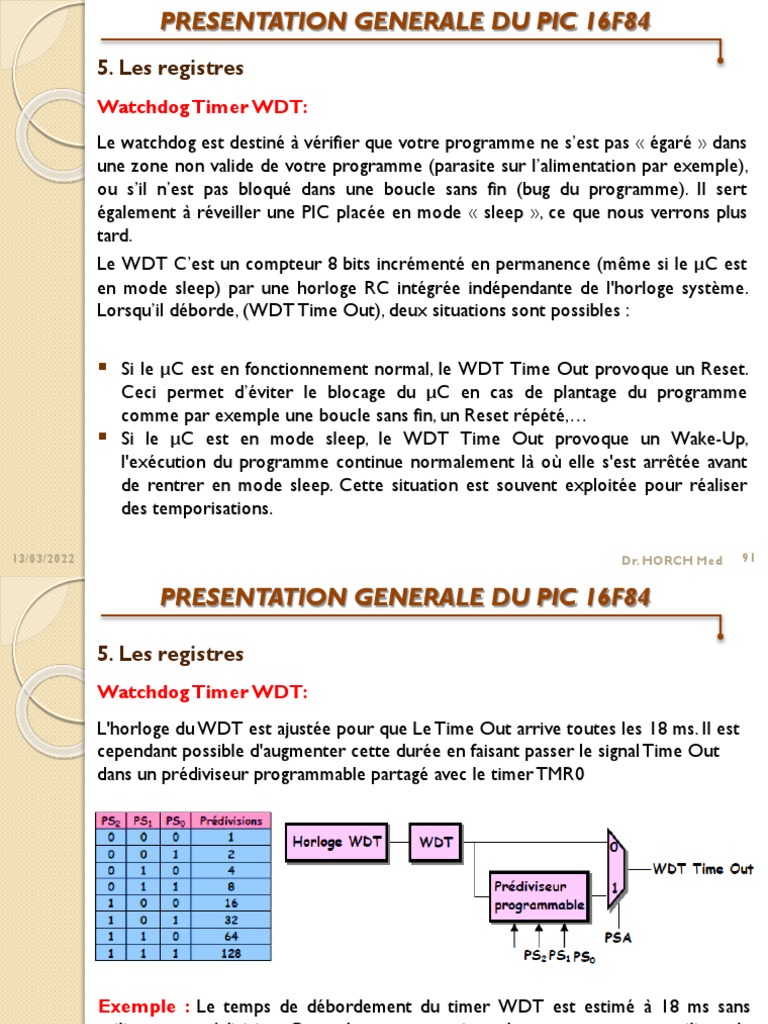 Fonctionnement du Watchdog Timer PIC 16F84 | PDF | Structure de contrôle | Matériel informatique