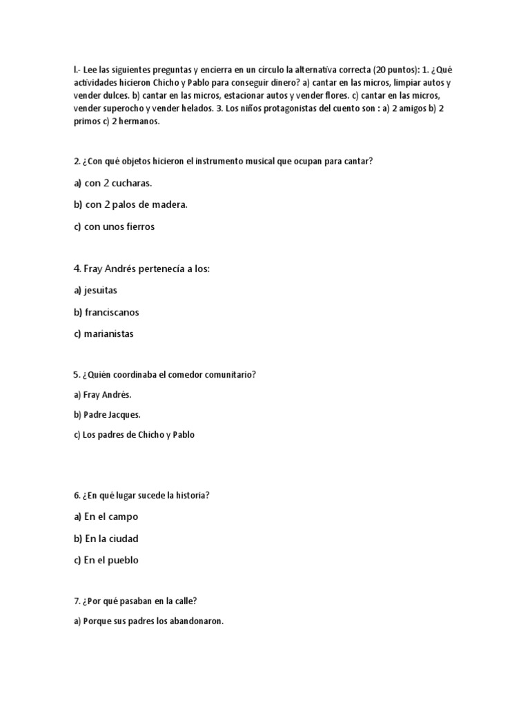 Cuestionario de Comprensión Lectora | PDF | Hogar, jardinería y bricolaje