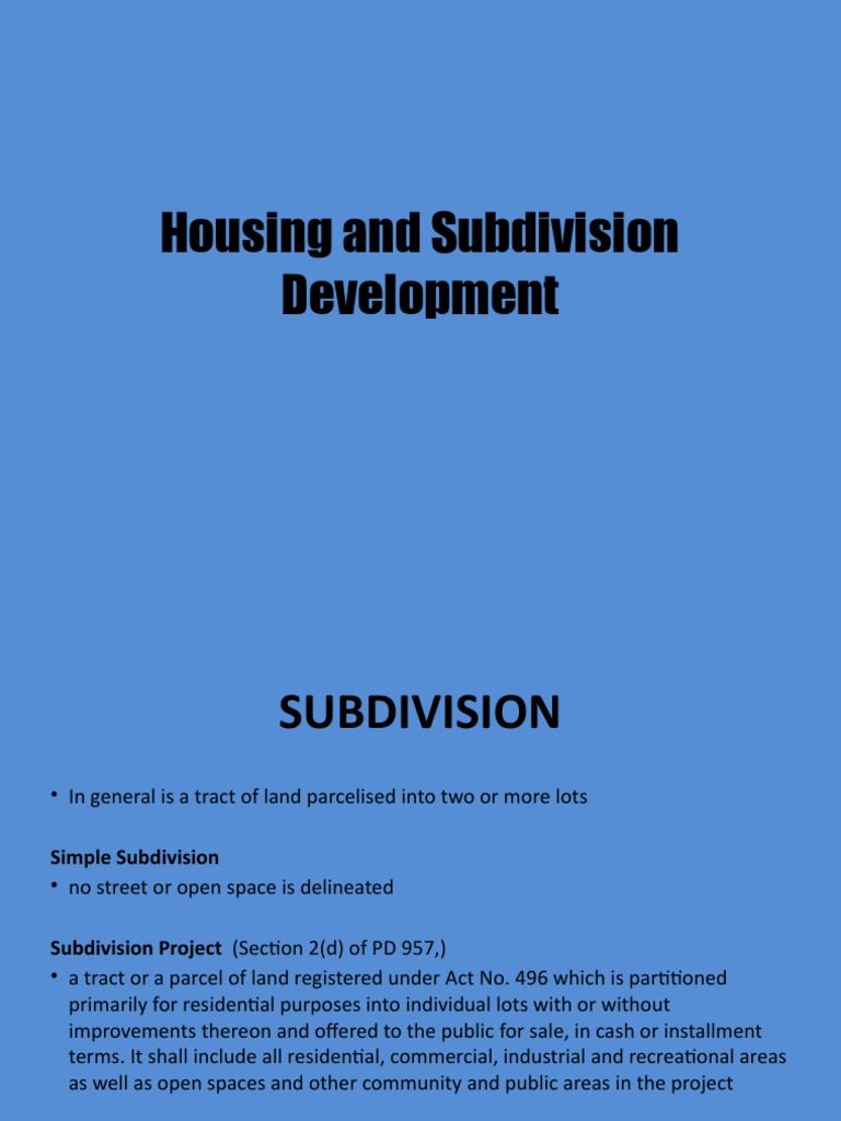 Overview of Subdivision Housing in the Philippines | PDF | Public ...