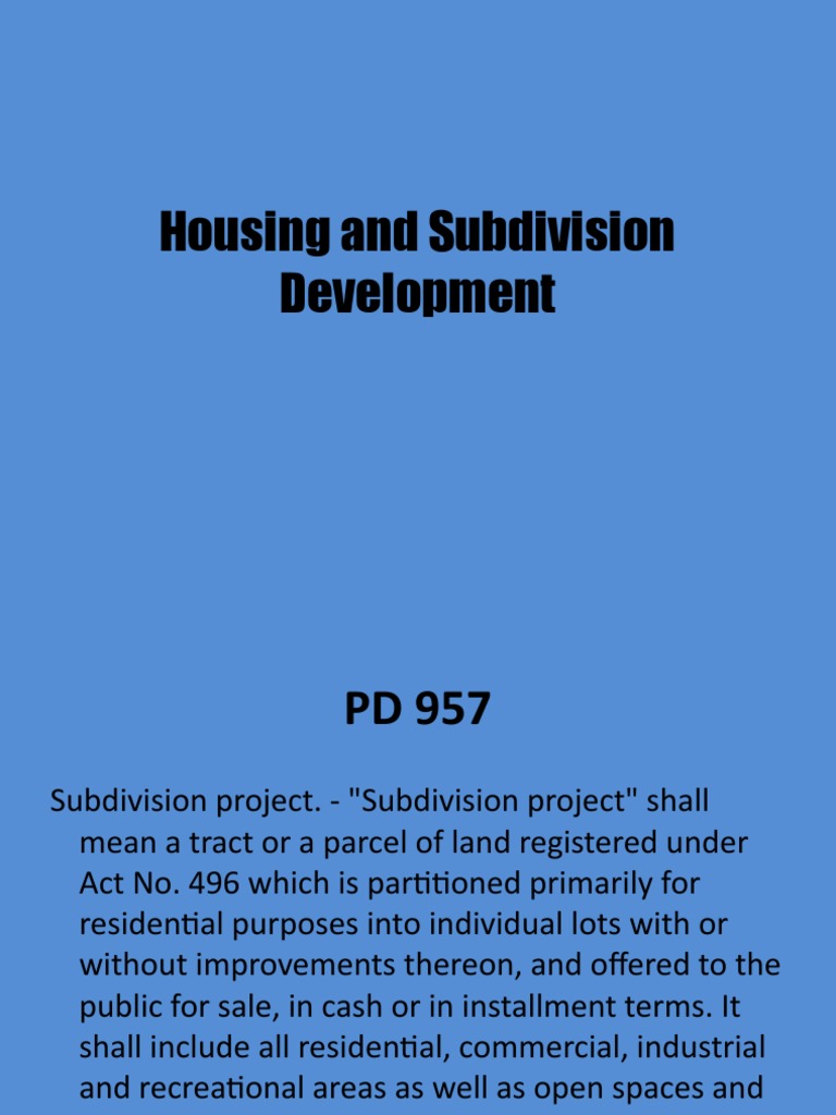 Philippine Housing and Subdivision Development - PART II | PDF | Squatting | Land Lot