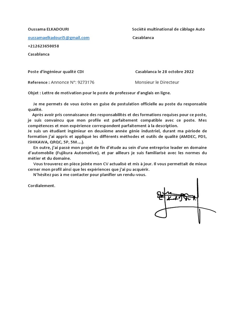 Lettre de Motiv Commu | PDF | Ingénieur | Business