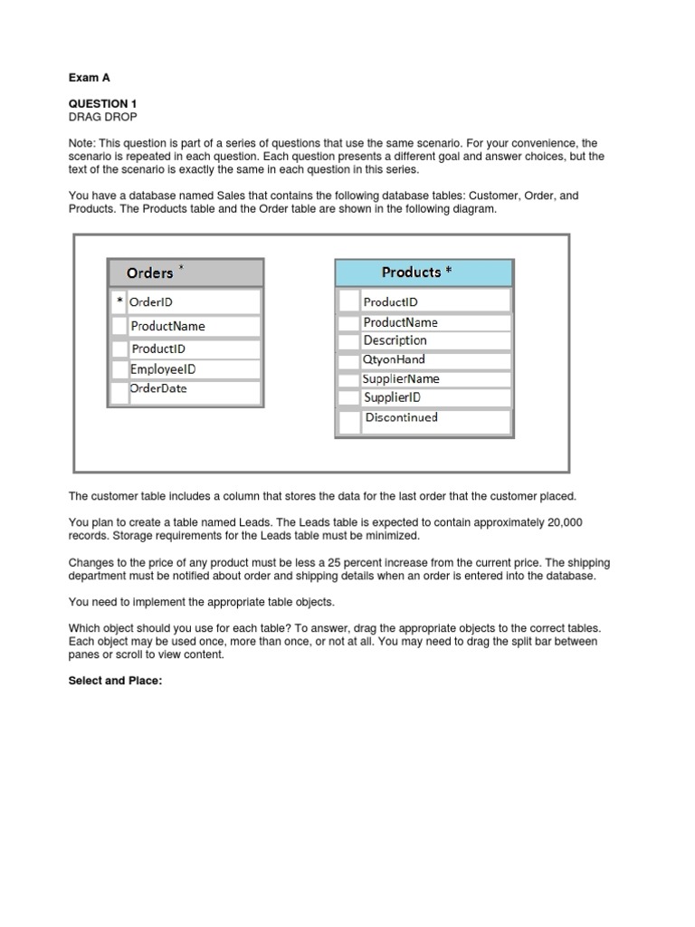 TK0-201 EXAM Mockup | PDF | Relational Database | Table (Database)