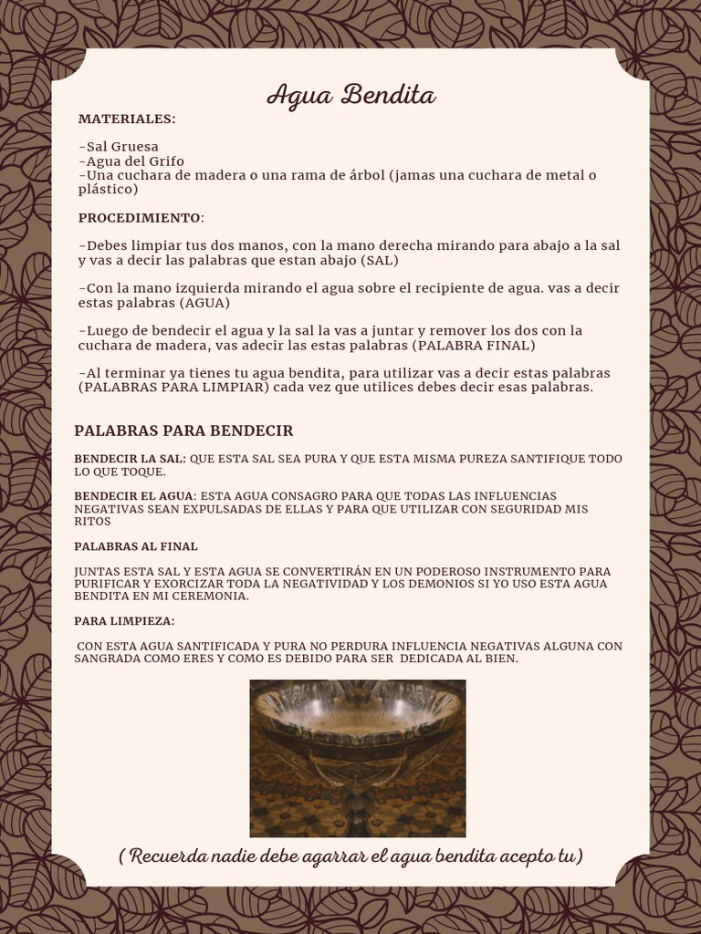 Como Hacer Agua Bendita | PDF | Cocina, comidas y vino