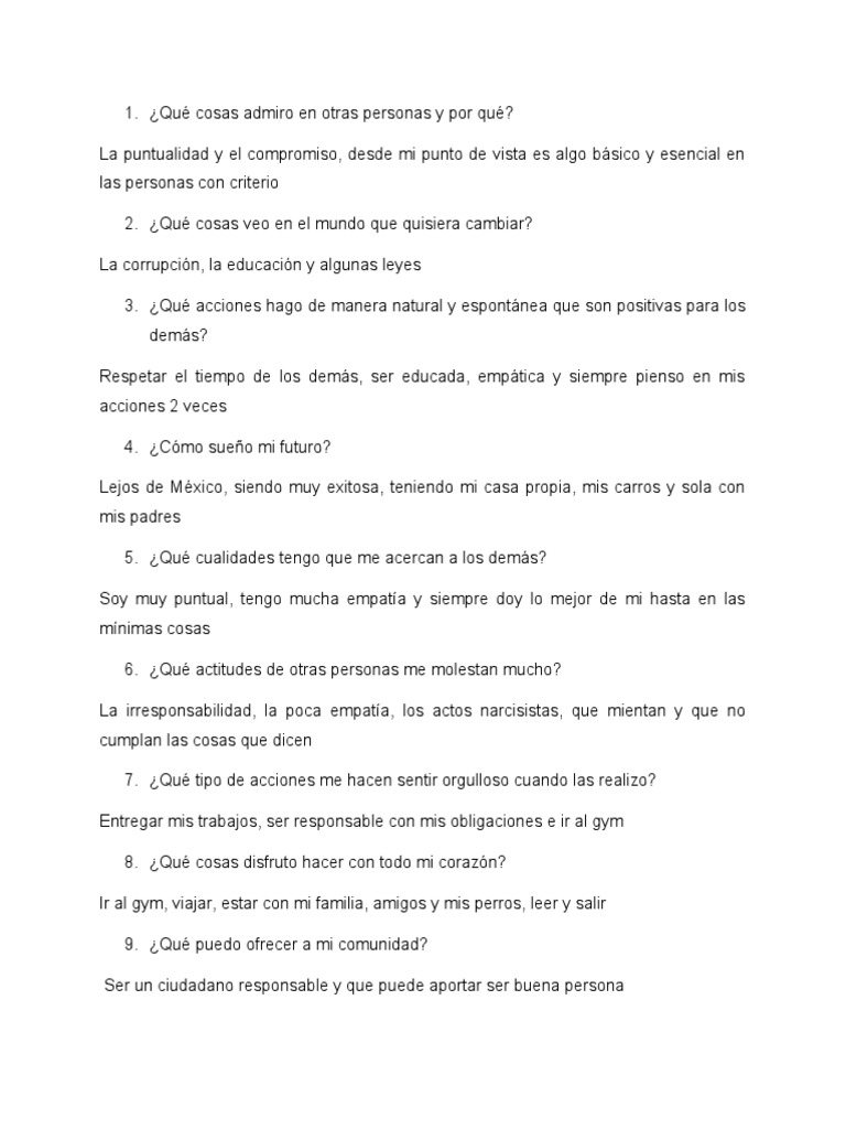 Qué Cosas Admiro en Otras Personas y Por Qué | PDF