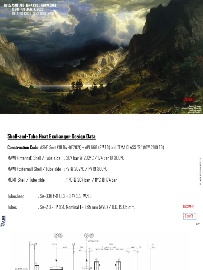 ISSUE 436 QUIZ-Minimum Pass Partition Plates thickness-TEMA-ANSWERS | PDF