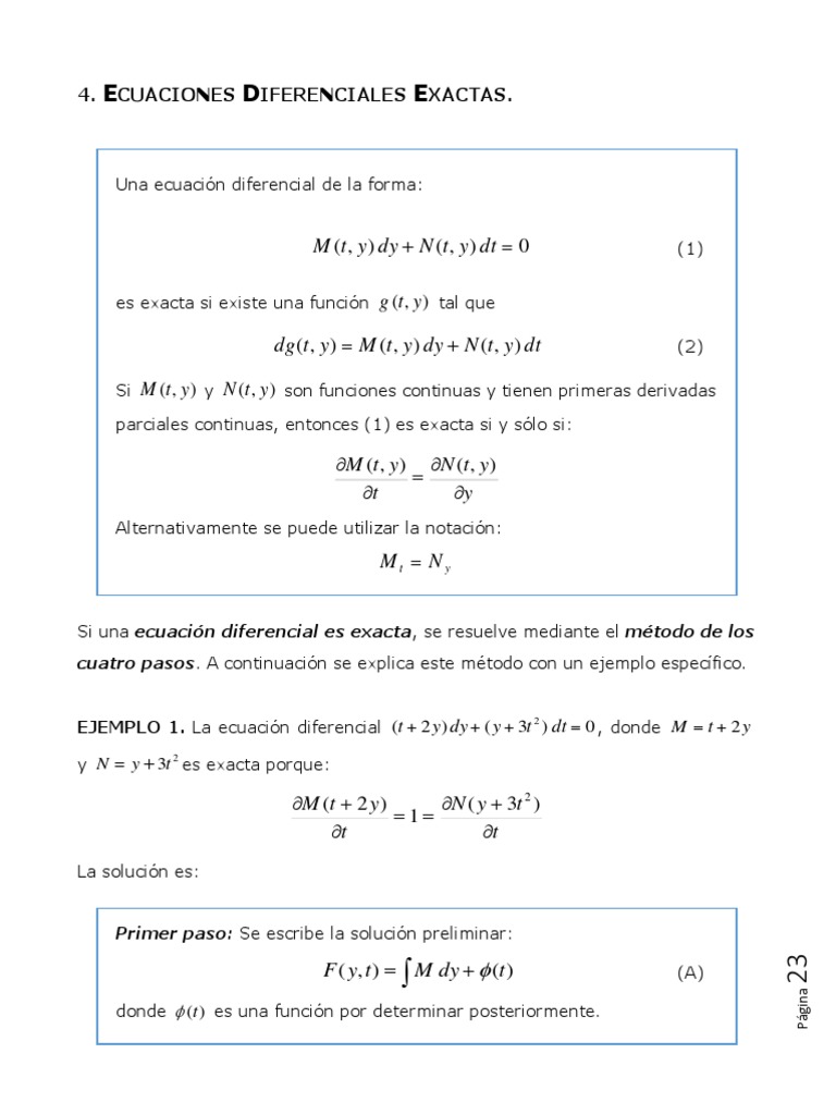 Ecuaciones Exactas Explicación | PDF | Ecuaciones | Ecuaciones diferenciales