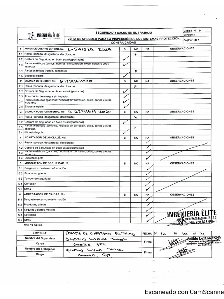 Formato Inspeccion de Equipos. 16 10 2021 | PDF