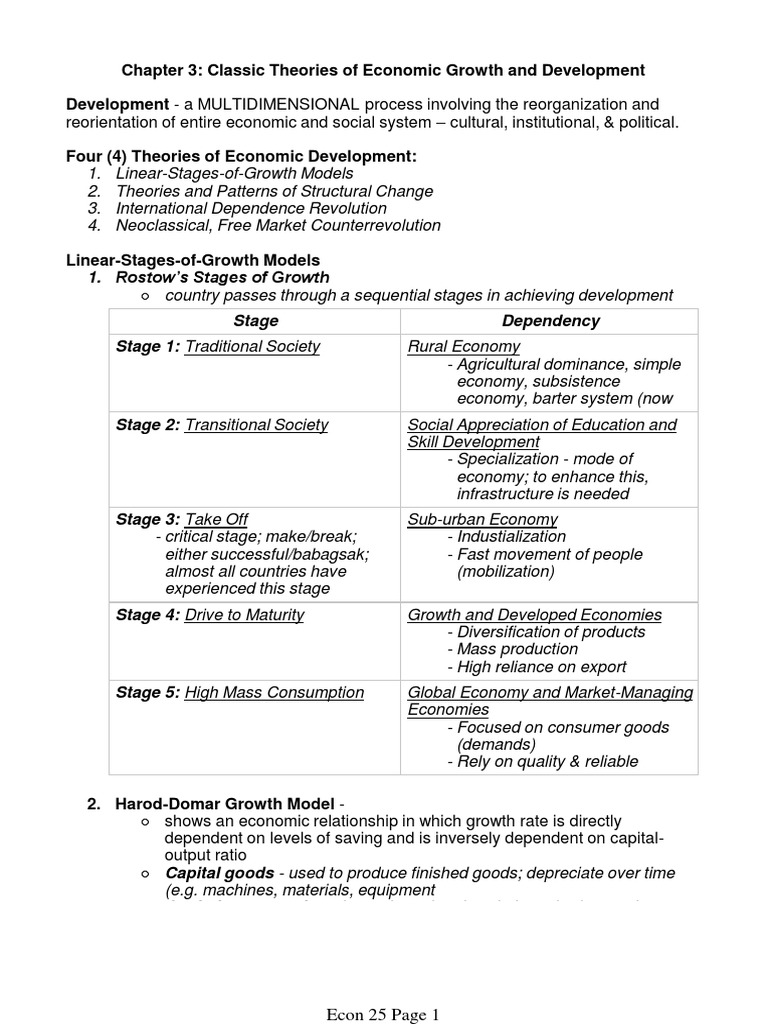 Classic Theories of Growth and Development | PDF | Free Market ...