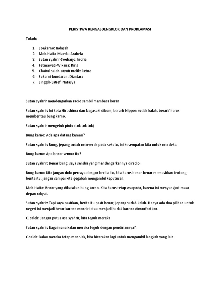 Peristiwa Rengasdengklok Dan Proklamasi-Dialog | PDF | Fiksi Misteri, Thriller, & Kejahatan