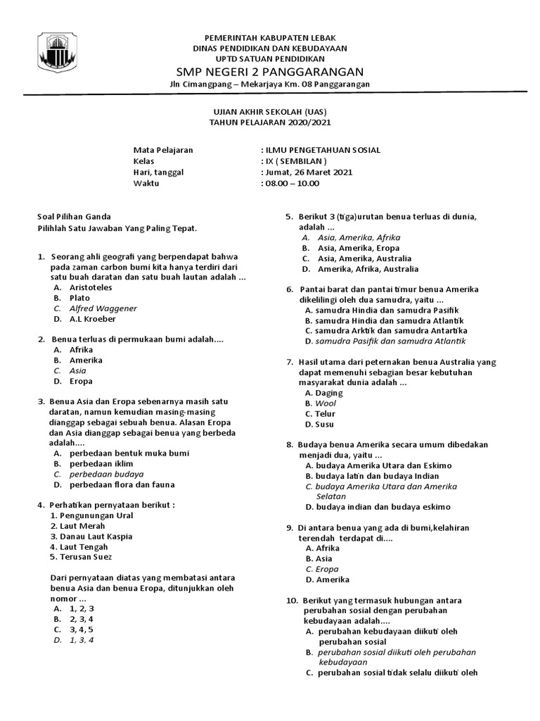 Soal UAS 2020-2021 | PDF