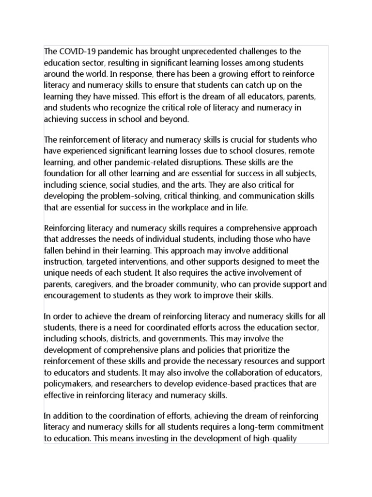 Article - Achieving Literacy and Numeracy Among SHS | PDF | Literacy | Learning