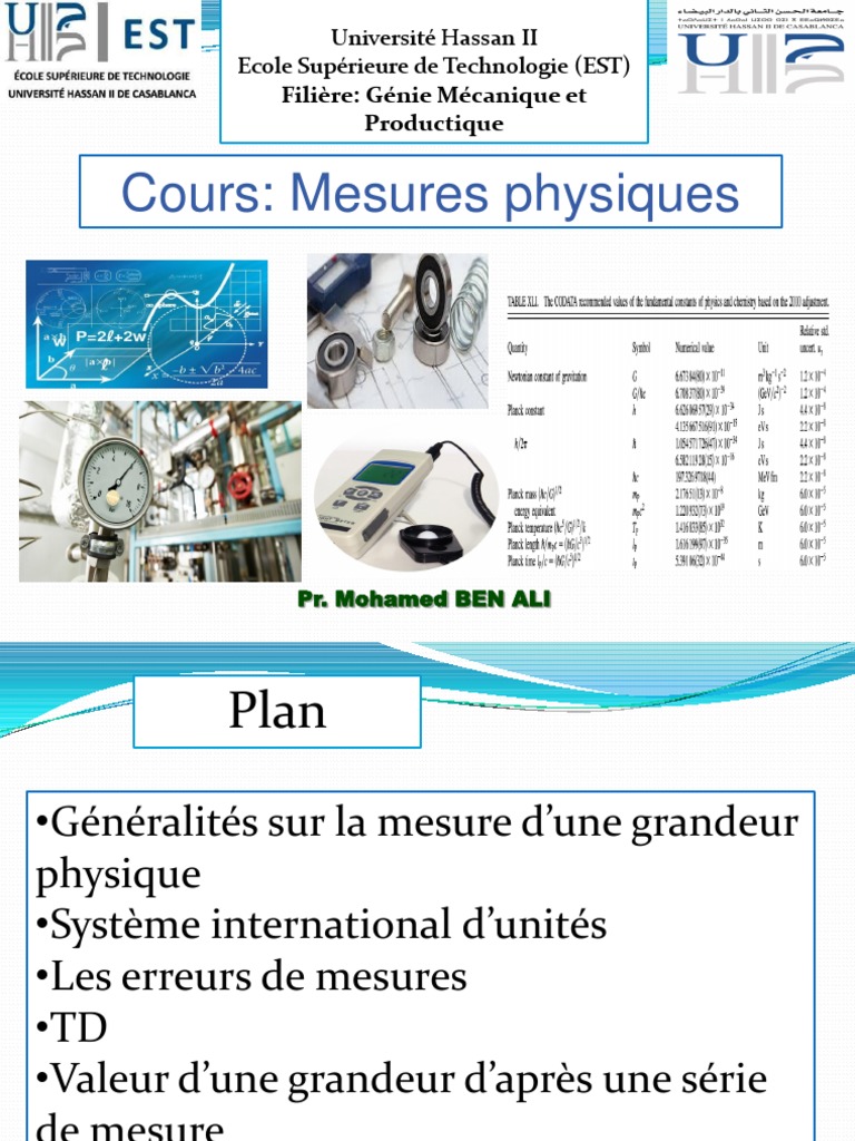 Cours sur les Mesures Physiques | PDF | Métrologie | Système ...