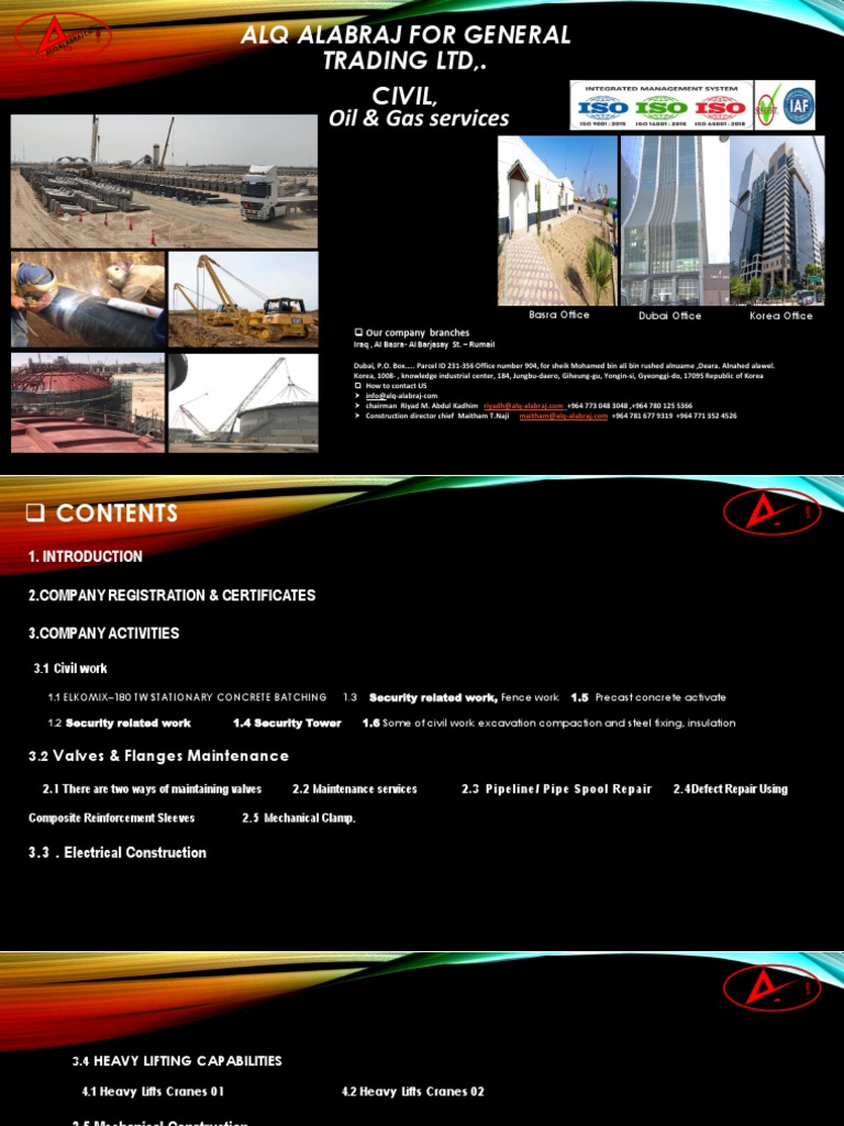 Alabraj General Trading Overview | PDF | Crane (Machine) | Pipe (Fluid ...