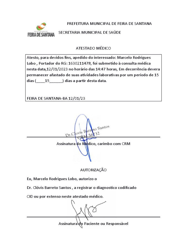 Atestado Médico de 15 Dias | PDF | Direito
