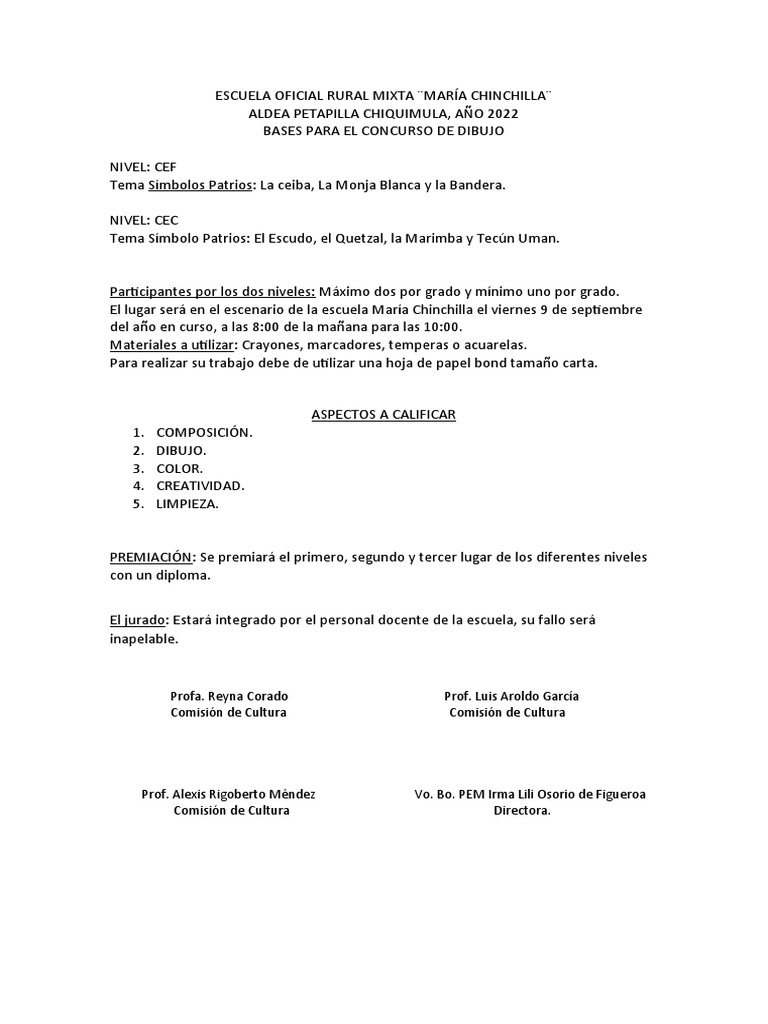 Bases de Concurso de Dibujo | PDF Bases de Concurso de Dibujo | PDF