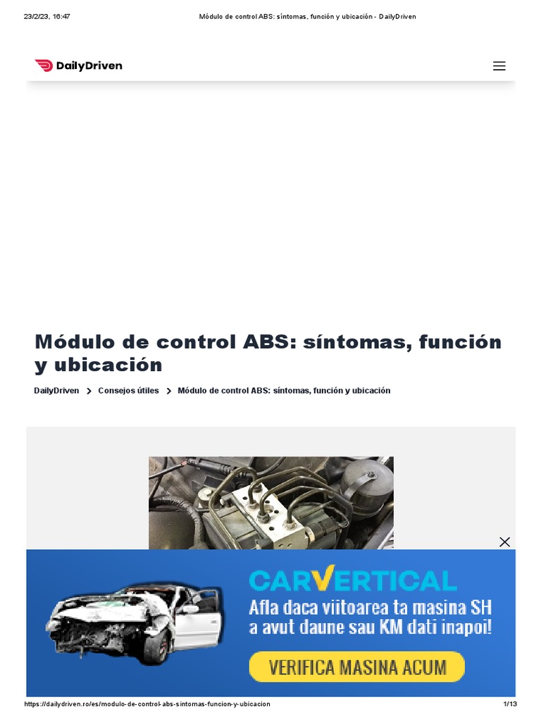 Módulo de Control ABS - Síntomas, Función y Ubicación - DailyDriven ...