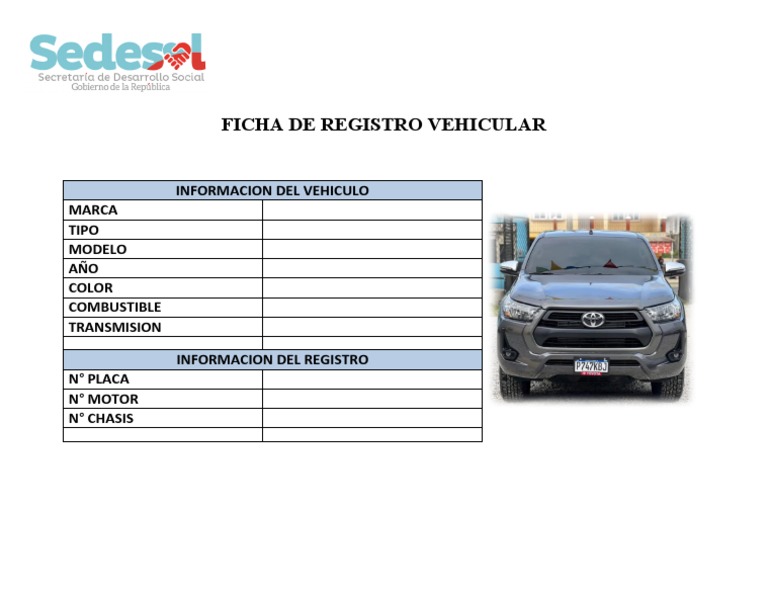 Ficha de Registro Vehicular | PDF