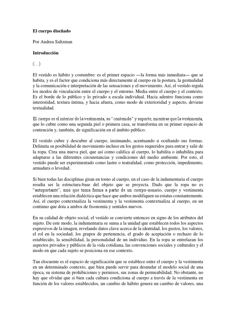 El cuerpo diseñado: indumentaria y significado | PDF | Sociedad | Ropa