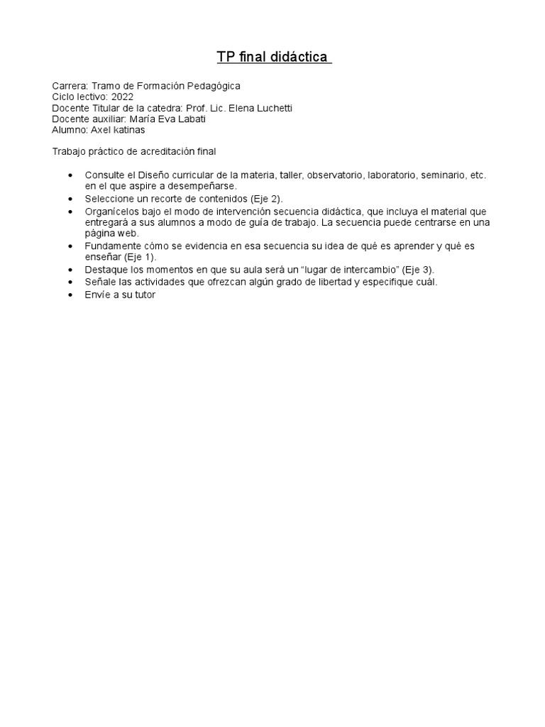 TP Final Didactica | PDF | Evaluación | Maestros