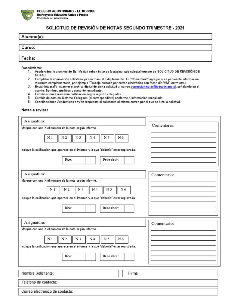 Proced. Revisión de Notas | PDF